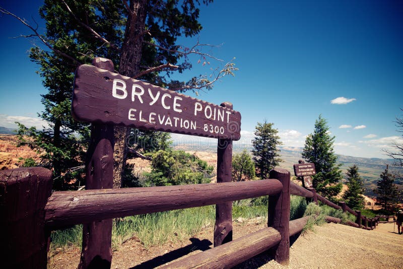 Bryce Point Canyon Elevation Sign. Editorial Photo - Image of nature ...