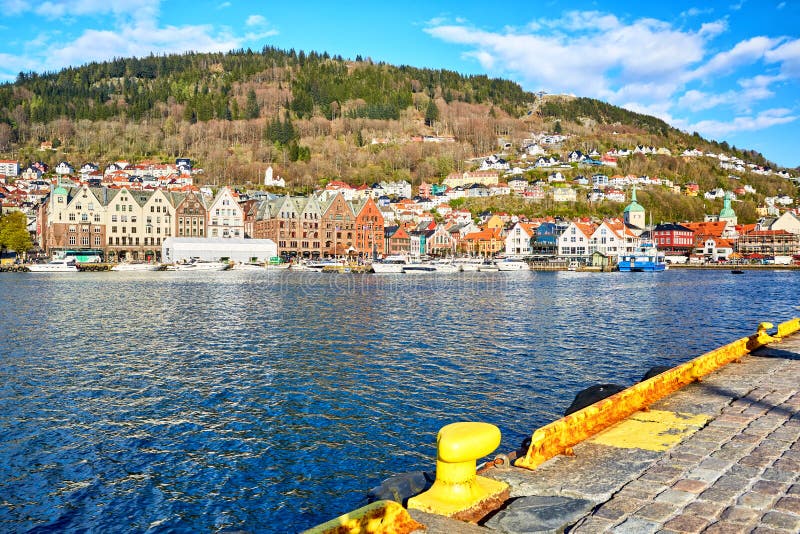 Bryggen Waterfront in Bergen Stock Photo - Image of embankment, tourism ...