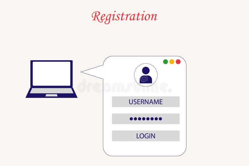 Registration on the Site through a Laptop Stock Vector - Illustration ...