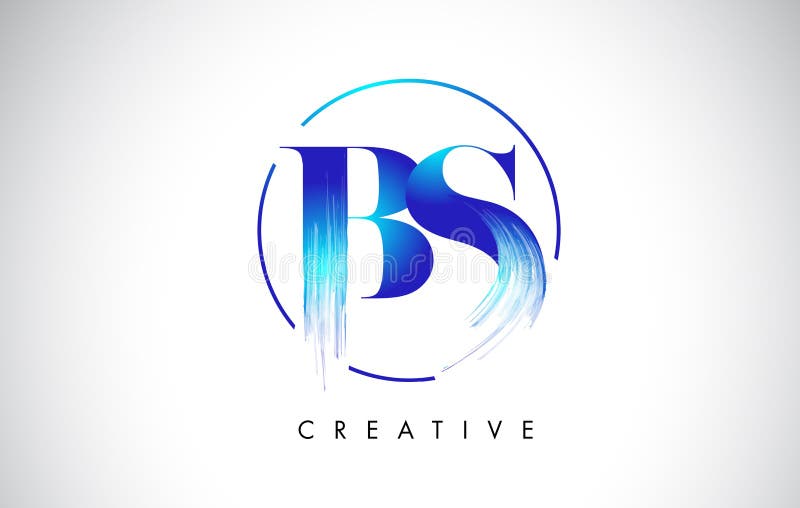 BS Brush Stroke Letter Logo Design. Blue Paint Logo Leters Icon Stock ...