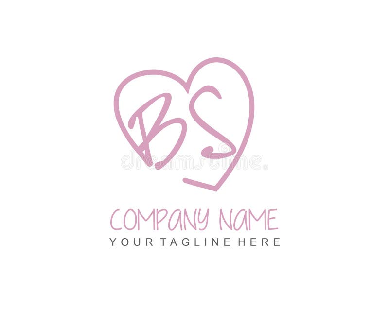BS Initial Handwriting with Heart Frame Stock Vector - Illustration of ...
