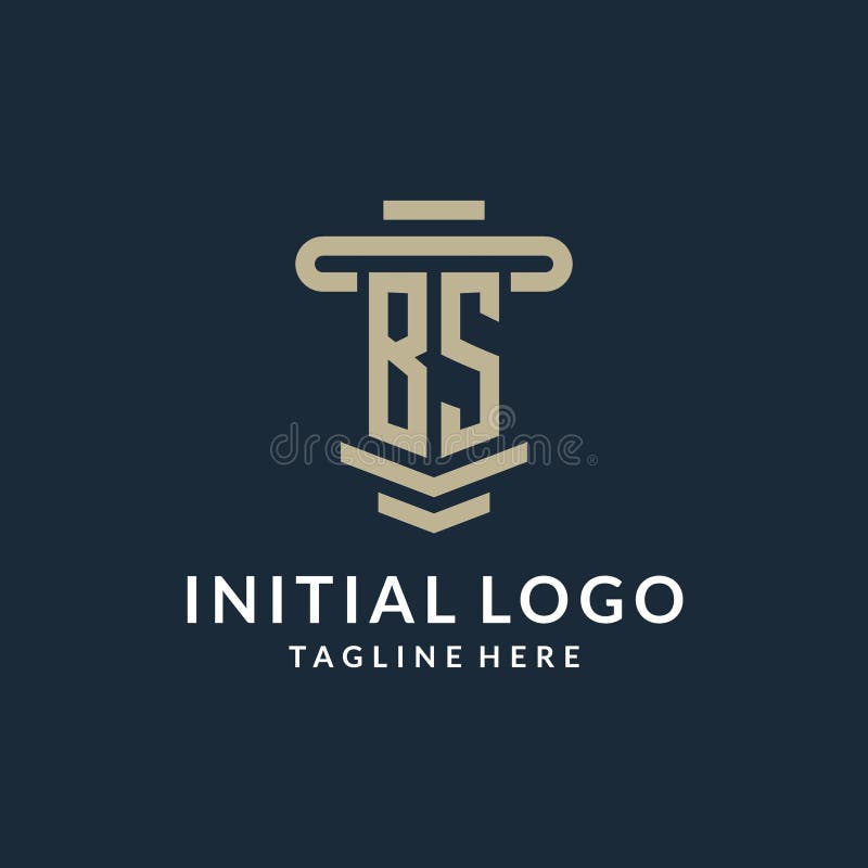 BS Initial Logo Monogram with Simple Luxury Pillar Line Vector Design ...