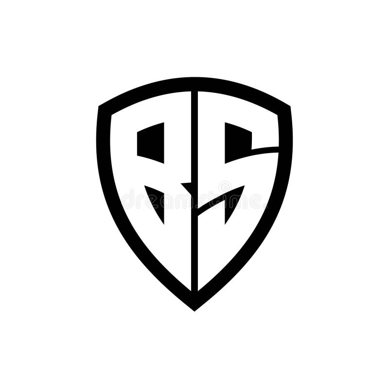 BS Monogram Logo with Bold Letters Shield Shape with Black and White ...
