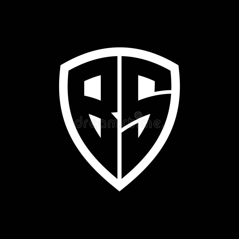 BS Monogram Logo with Bold Letters Shield Shape with Black and White ...