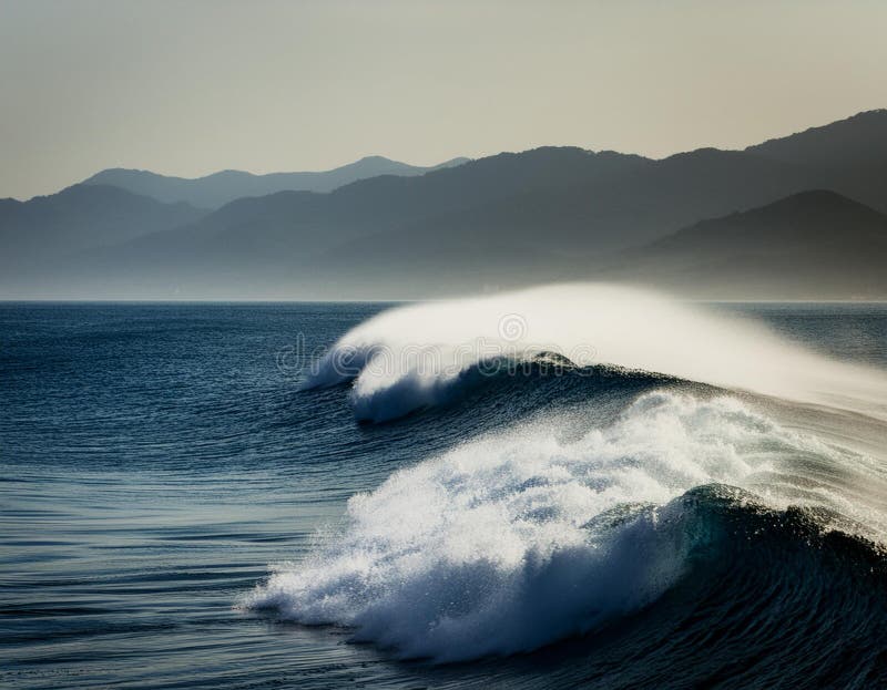 Bstract Blue Watercolor Ocean Waves with Dynamic Motion and Splash ...