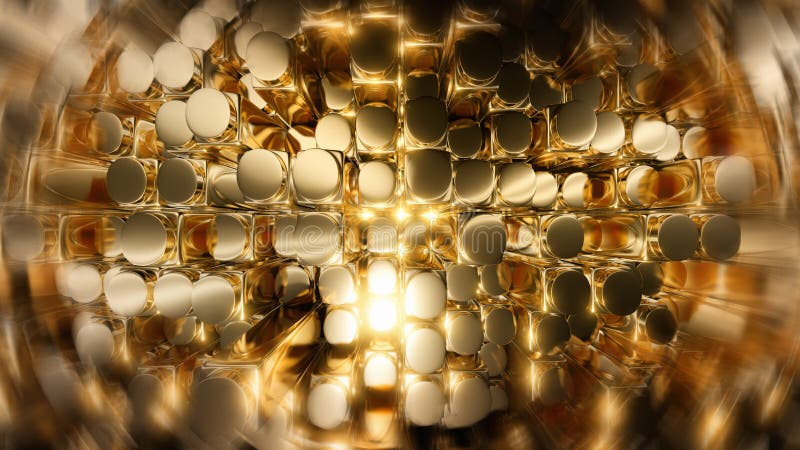 ABstract 3d Rendering of Golden Square Cylinder Blocks Surface. Stock ...