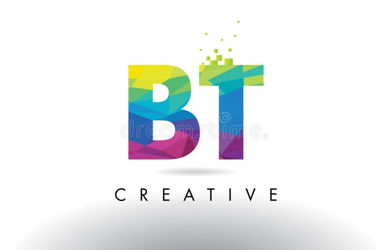 BT B T Colorful Letter Origami Triangles Design Vector. Stock Vector ...