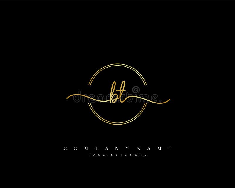 BT Initial Handwriting Minimalist Geometric Logo Template Vector Stock ...