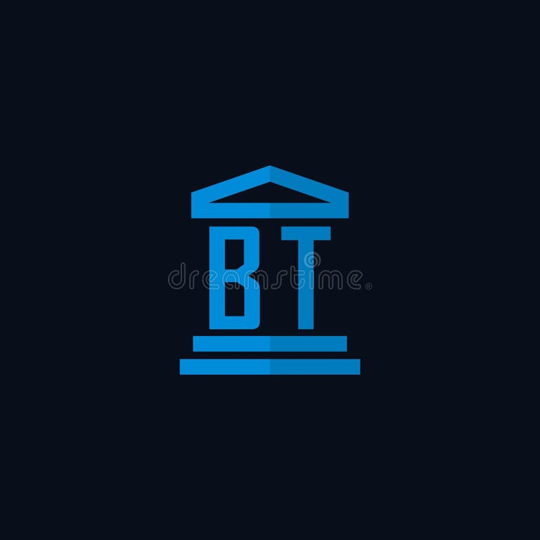 BT Initial Logo Monogram with Simple Courthouse Building Icon Design ...
