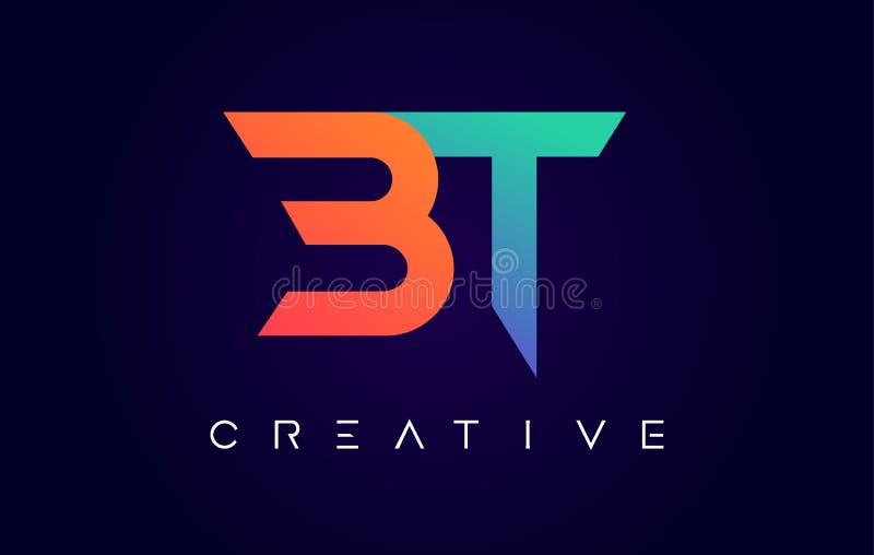 BT Logo Letter Design with Modern Creative Concept and Orange Blue ...
