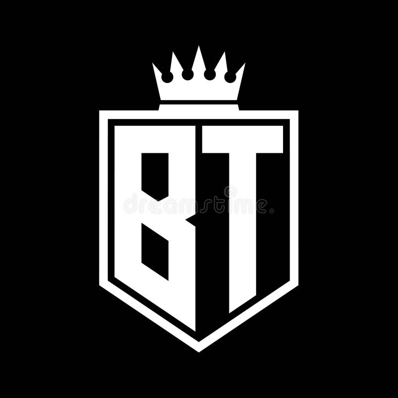 BT Logo Monogram Bold Shield Geometric Shape with Crown Outline Black ...