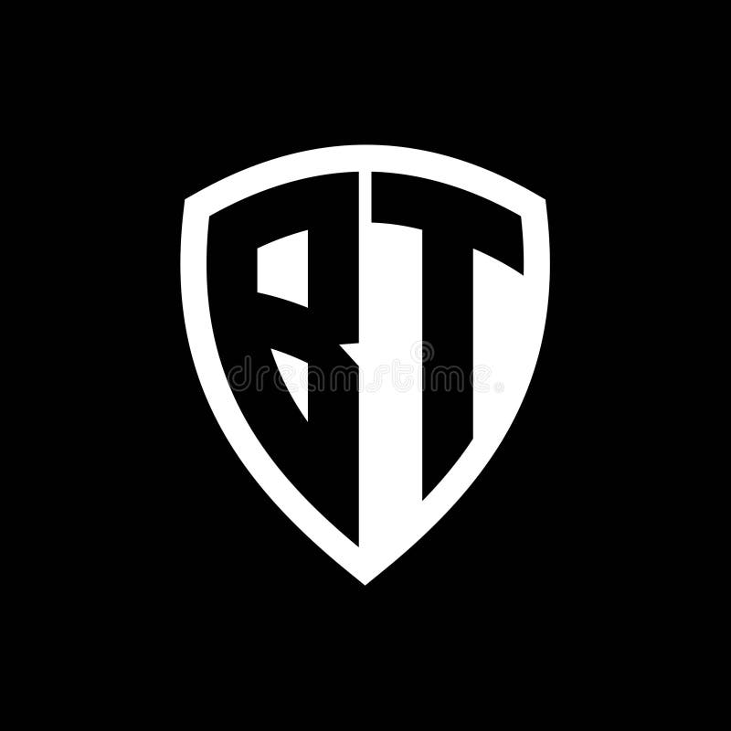 BT Monogram Logo with Bold Letters Shield Shape with Black and White ...