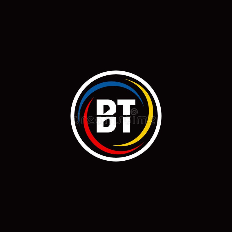 BT Monogram Logo Isolated on Circle Shape with 3 Slash Colors Rounded ...
