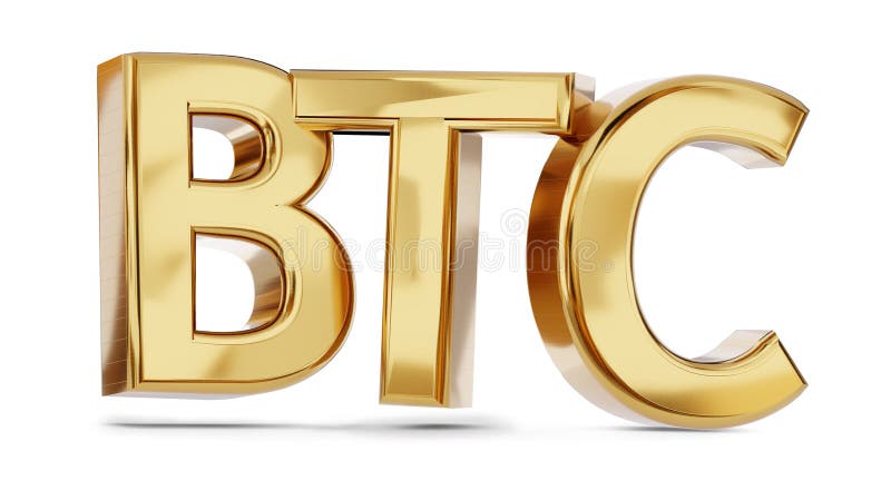 BTC Bitcoin Symbol Golden Bold Letters 3d-illustration Stock Image ...
