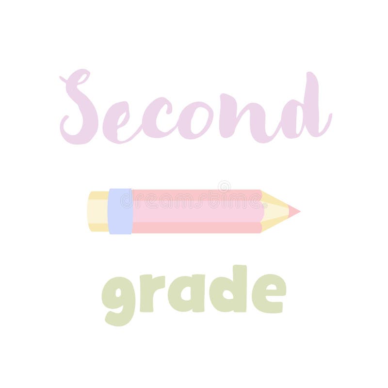 Second Grade Pastel Vector Illustration with Coquette Pencil Stock ...
