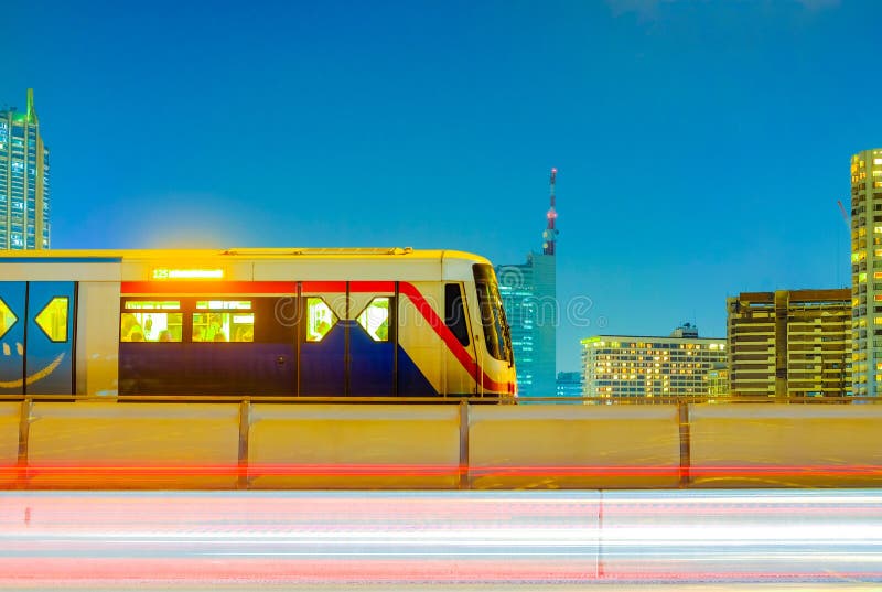 BTS Sky Train on Cityscape Background Stock Photo - Image of express ...