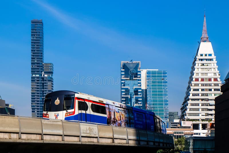 BTS Skytrain in Bangkok editorial stock image. Image of congestion ...