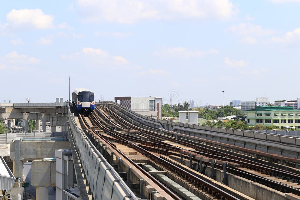 BTS Skytrain.Skytrain Stops on Train Tracks Stock Photo - Image of ...