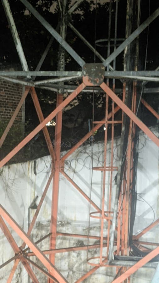 BTS tower at night stock photo. Image of night, point - 261959638