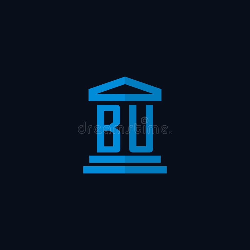 BU Initial Logo Monogram with Simple Courthouse Building Icon Design ...