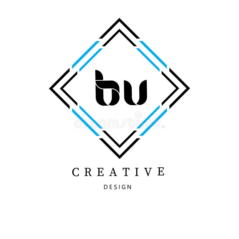 BU Letter with Rectangle Shape Design on White Back Ground Stock Vector ...