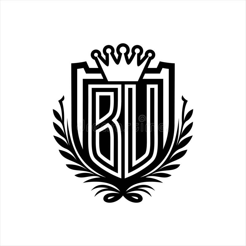 BU Logo Heraldic Shield Shape with Crown, Vintage Crest on White ...