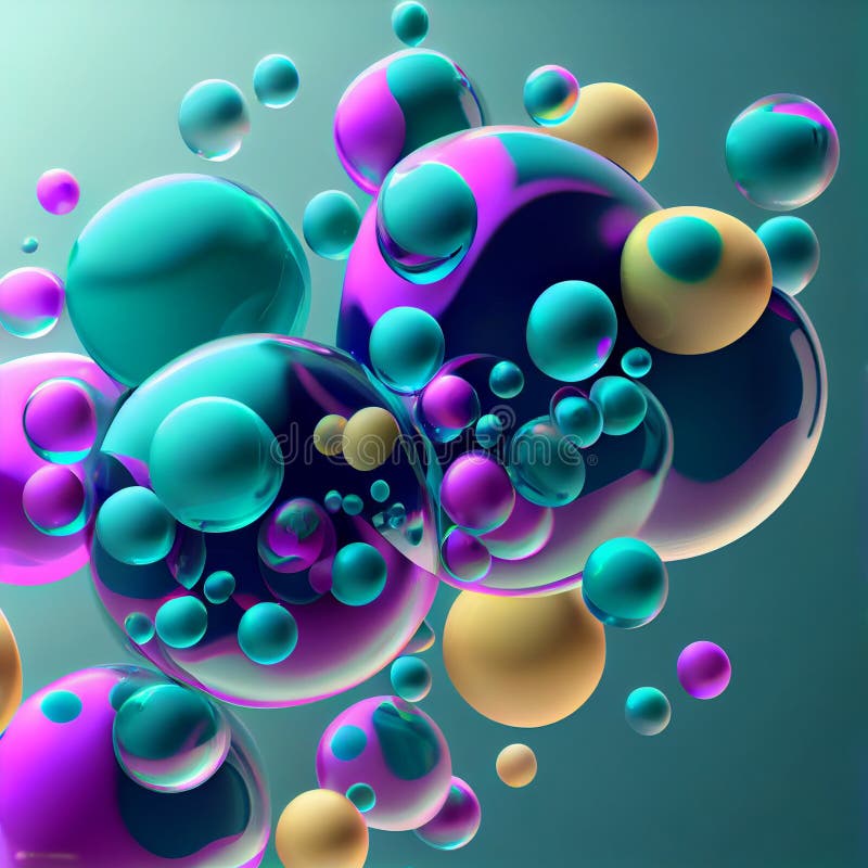 Bubble Abstract 3D Render of Colorful Bubbles Stock Illustration ...