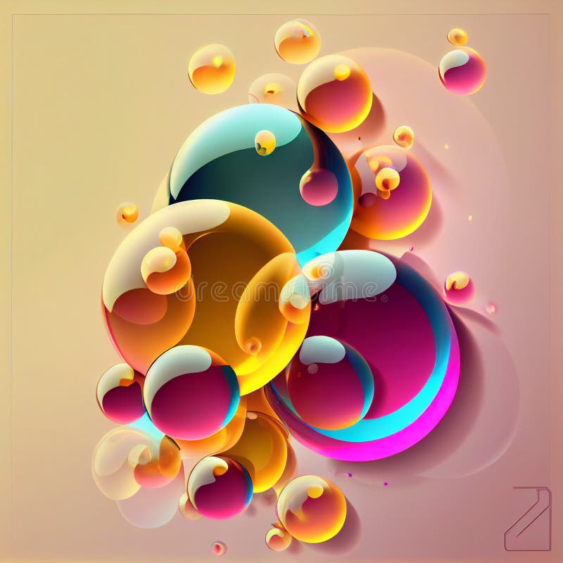 Bubble Abstract 3D Render of Colorful Bubbles Stock Illustration ...