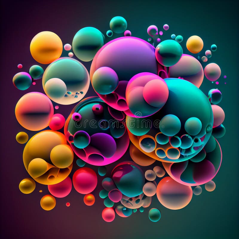 Bubble Abstract 3D Render of Colorful Bubbles Stock Illustration ...