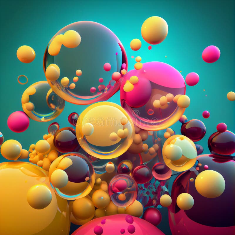 Bubble Abstract 3D Render of Colorful Bubbles Stock Illustration ...