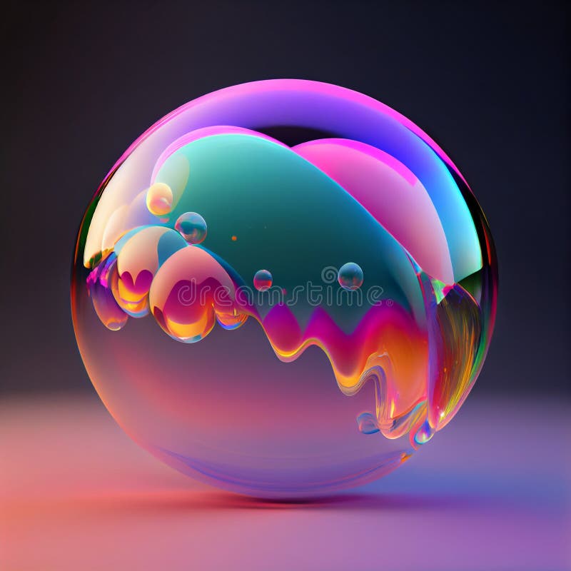 Bubble Abstract 3D Render of Colorful Bubbles Stock Illustration ...