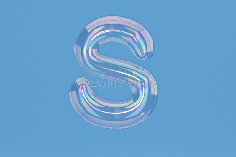 Bubble Alphabet S on Blue Background Include Path.3D Illustration Stock ...