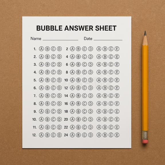 Bubble Answer Sheet Mockup Stock Photo for Exams Stock Illustration - Illustration of text ...