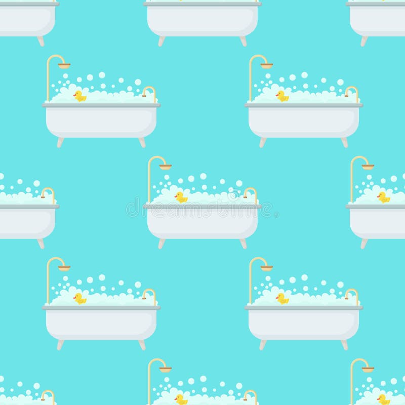 Bubble Bath Seamless Pattern. Vector Interior Illustration in Flat ...