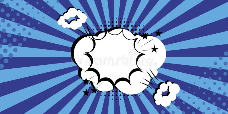 Bubble Boom Blue Rays. Speech Bubble. Cartoon Vector Illustration. Pop ...