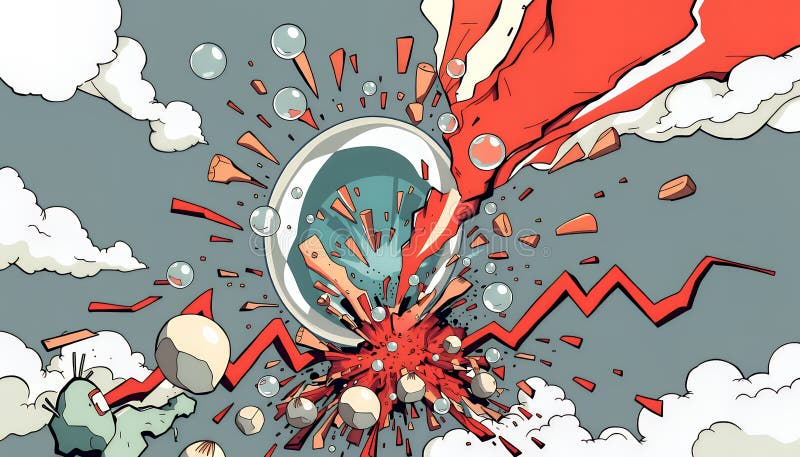 Bubble Burst Illustration Depicting Sudden Economic Collapse Stock ...
