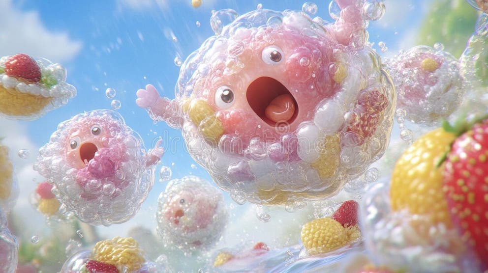 Bubble Candy Creatures in Water Stock Illustration - Illustration of ...