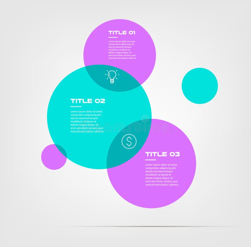 Bubble Chart with Elements Venn Diagram Infographics for Three Circle ...