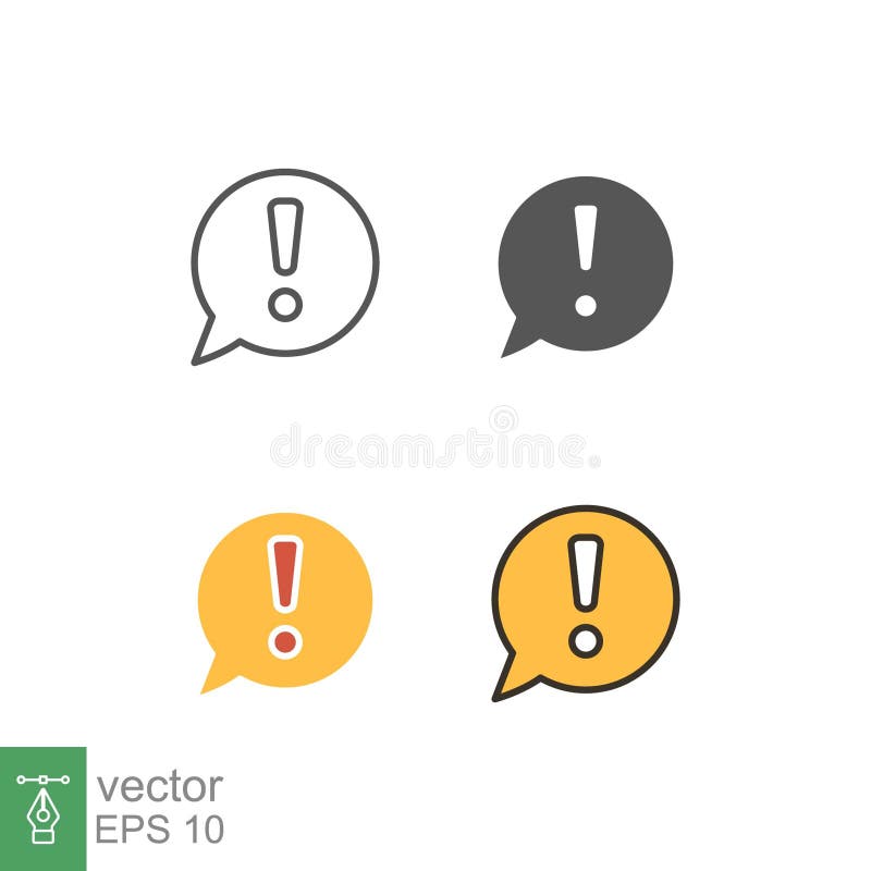 Bubble Chat with Exclamation Mark Inside for Error Message. Warning Pop ...