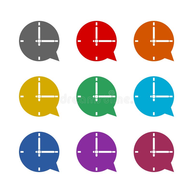 Bubble Chat Time Clock Schedule Icon Isolated on White Background. Set ...
