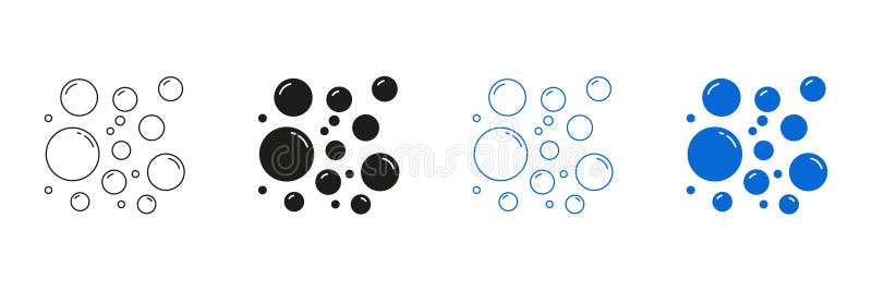Bubble Circle Line and Solid Icon Set. Air and Water Bubble Symbol ...