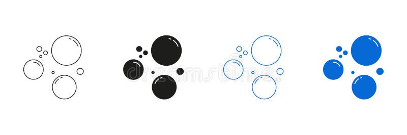 Bubble Circle Line and Solid Icon Set. Air and Water Bubble Symbol Collection Stock Illustration ...