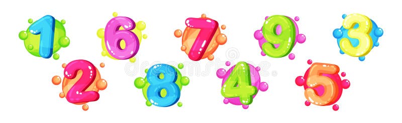 Bubble Color Kids Number and Numeral Vector Set Stock Vector ...
