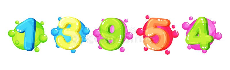 Bubble Color Kids Number and Numeral Vector Set Stock Vector ...