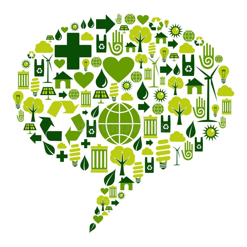 Bubble Dialogue with Environmental Icons Stock Vector - Illustration of ...