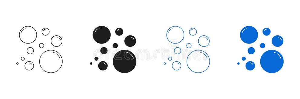 Bubble Elements Line and Solid Icon Set. Bubble Shapes Symbol ...