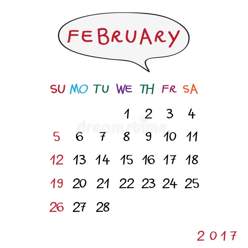 Bubble february 2017 stock illustration. Illustration of agenda - 81323461