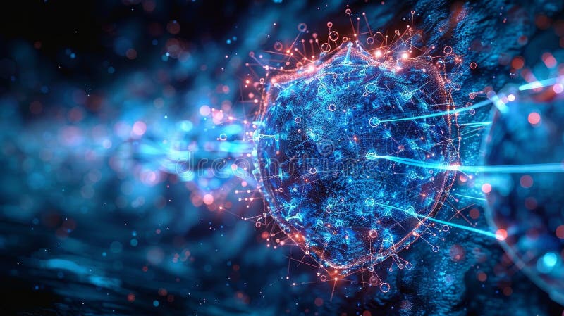 Bubble Force Shield and Virus Protection Modern Illustration on a Blue ...