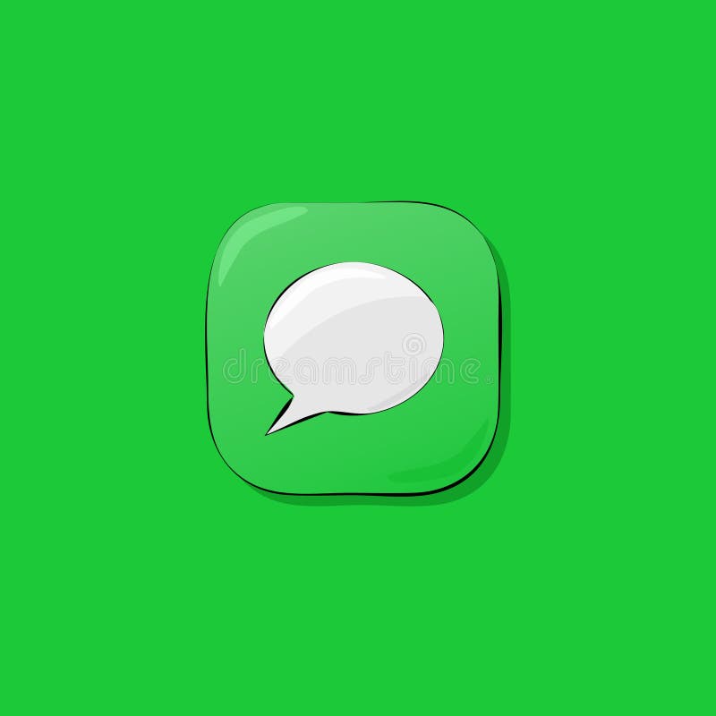 Bubble Green Chat Box, Social Media Simple Icon Stock Illustration ...