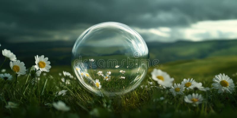 A Bubble in a Landscape, and Inside it we See a View of a Surreal ...